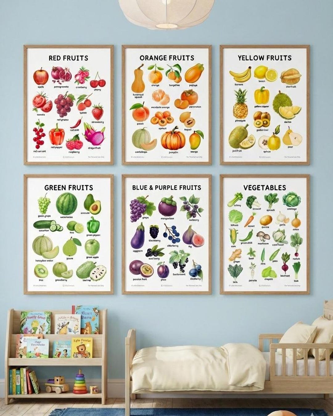 Fruits and Vegetables Posters | Montessori Learning, Set of 6 (digital ...