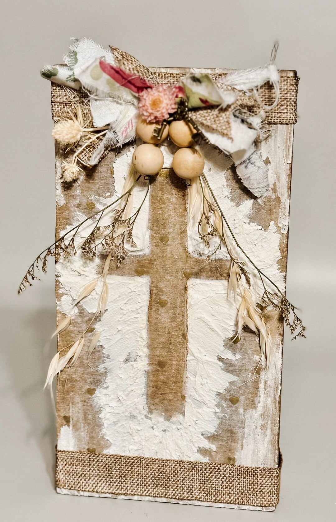 Rustic Wood Cross Block | Shabby Chic Farmhouse Mantel Decor - Etsy