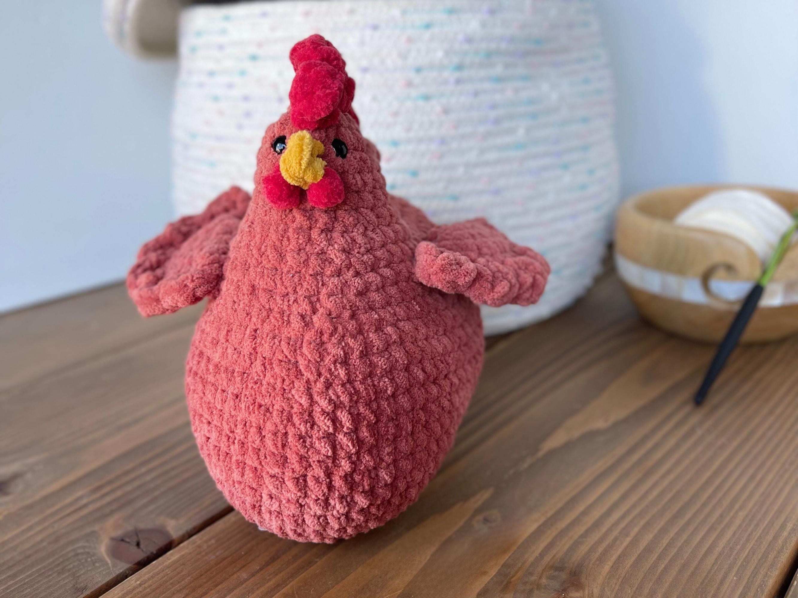 Adorable Chicken Plushie, Crochet Hen Stuffed Animal Handmade Toy, Amigurumi Hen for a Cute ...