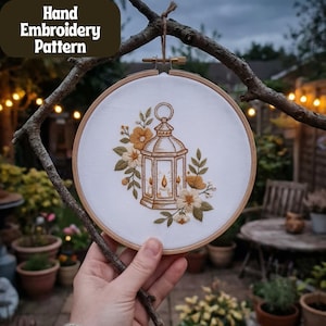 Lantern Floral Hand Embroidery Pattern (digital Download) - Etsy