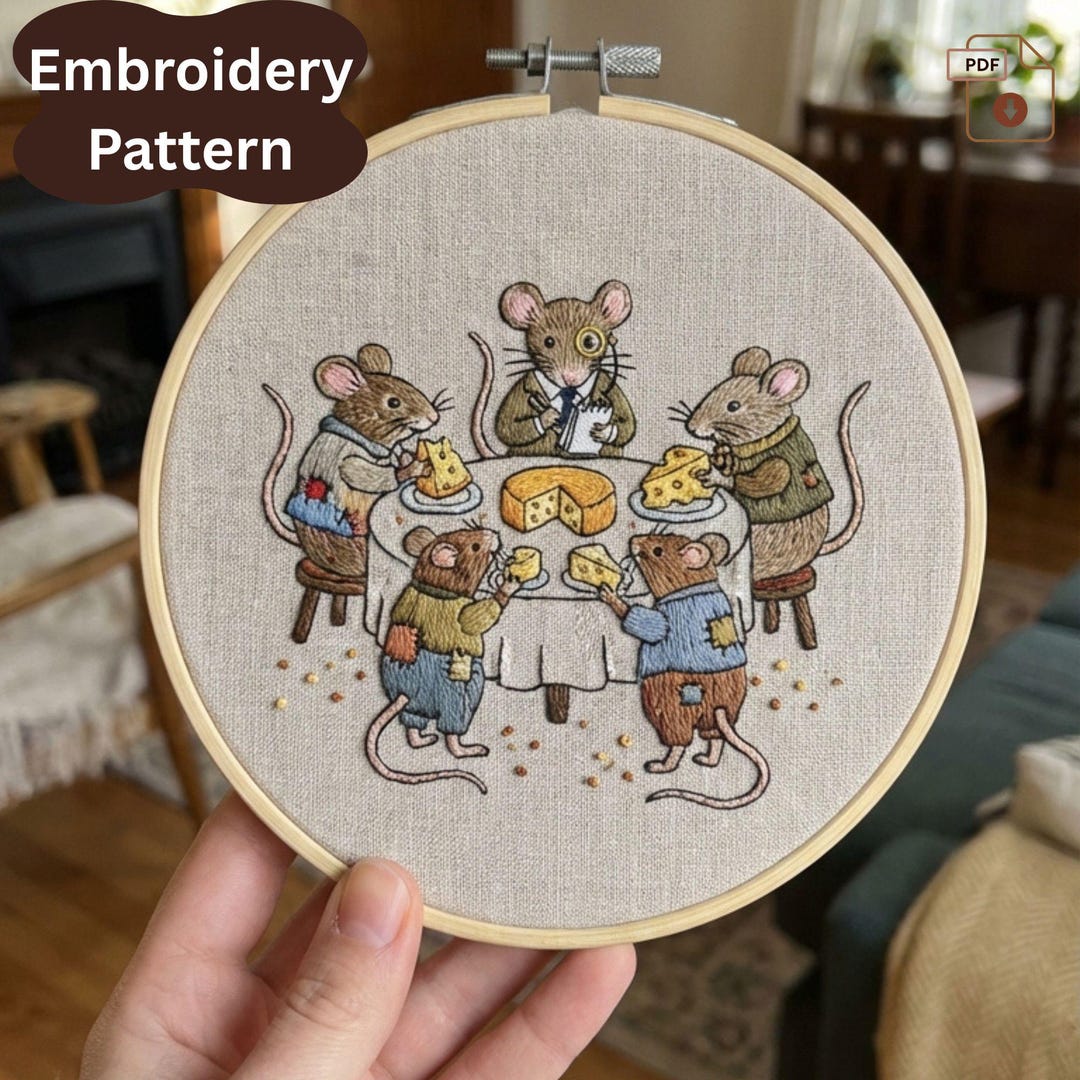 Whimsical Mice Tea Party Embroidery Pattern (digital Download) - Etsy