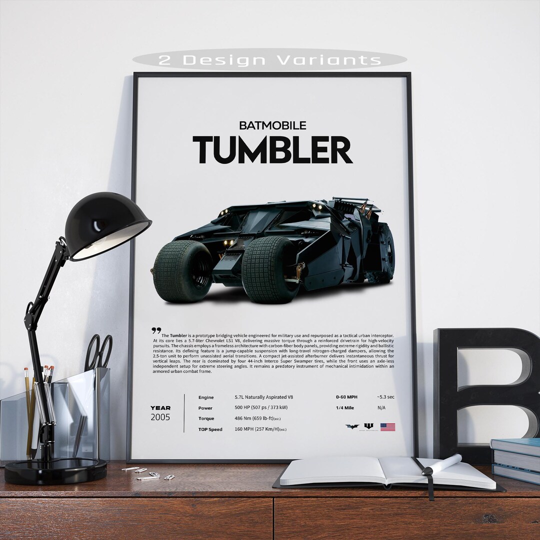 Iconic Movie Car | Batmobile Tumbler Poster | Detailed & Minimal | Wall ...