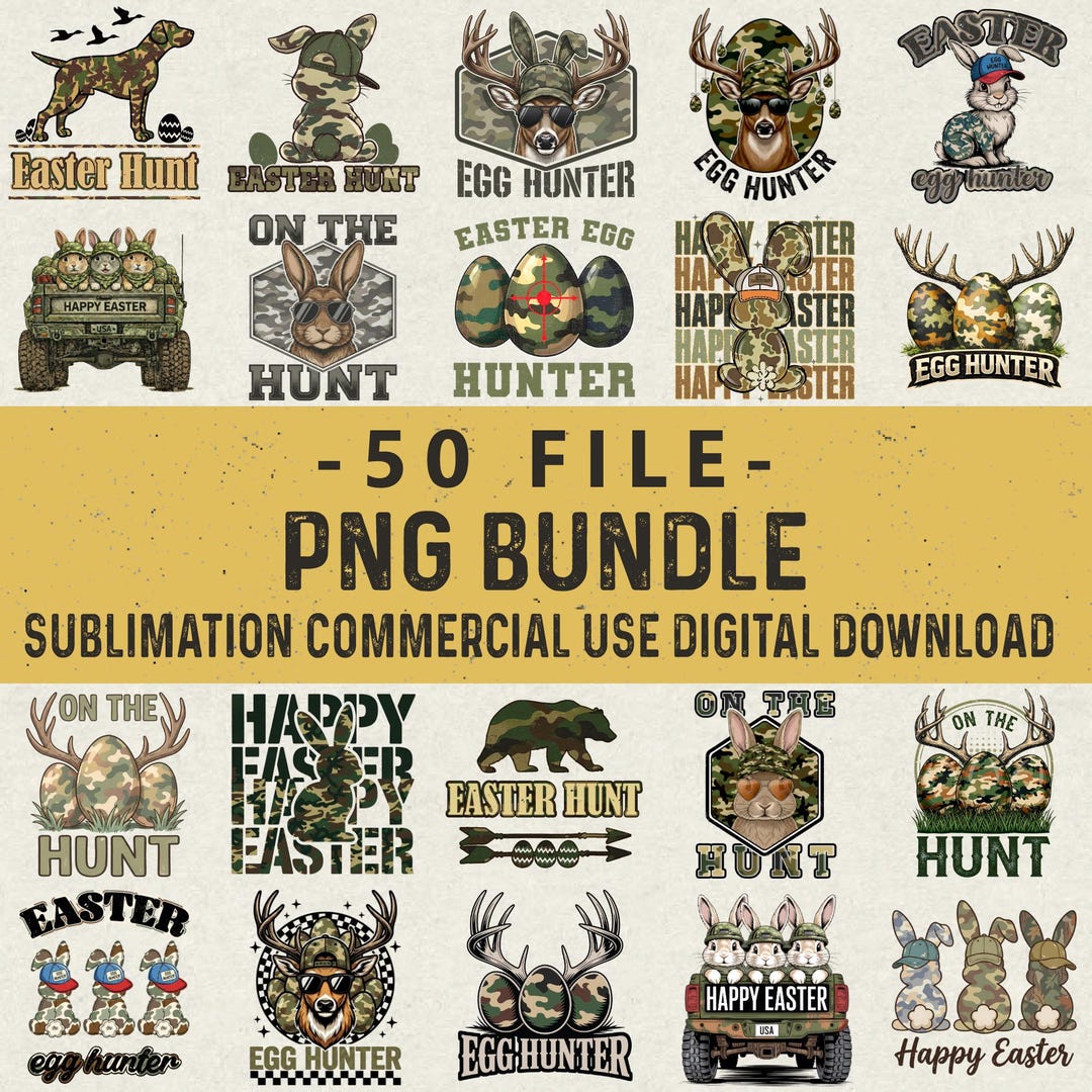 Egg Hunter Easter PNG Bundle, Hunting Camo , Kids Easter Deer Buck ...