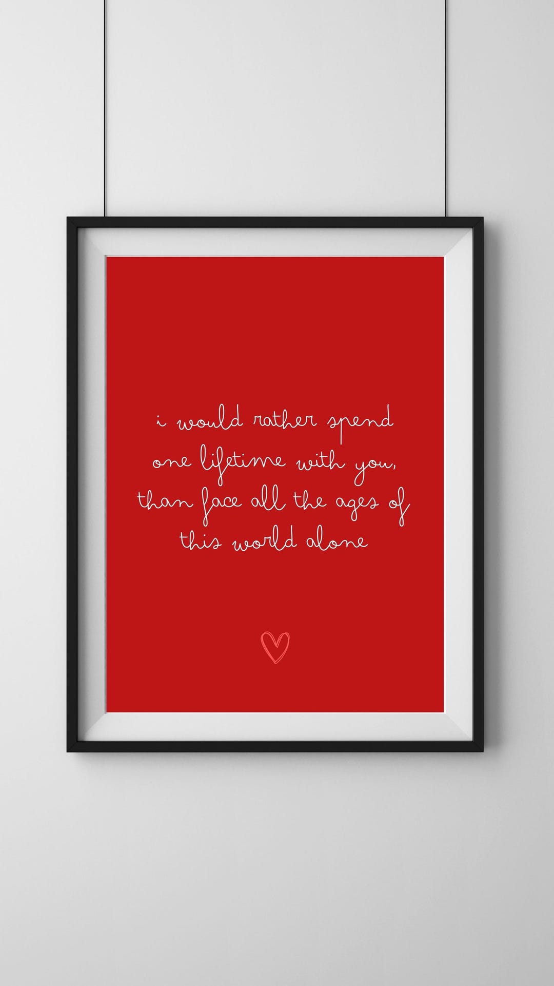 Valentines Day Love Quote Wall Art Print, Romantic Red Typography ...