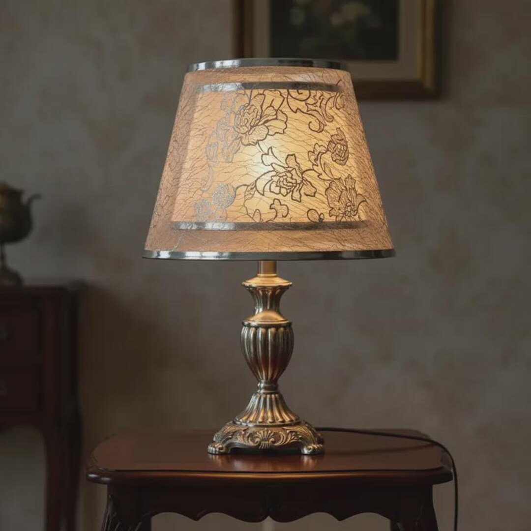 Silver Lace Floral Lampshade: Modern Empire Lamp Shade for Table Lamp ...