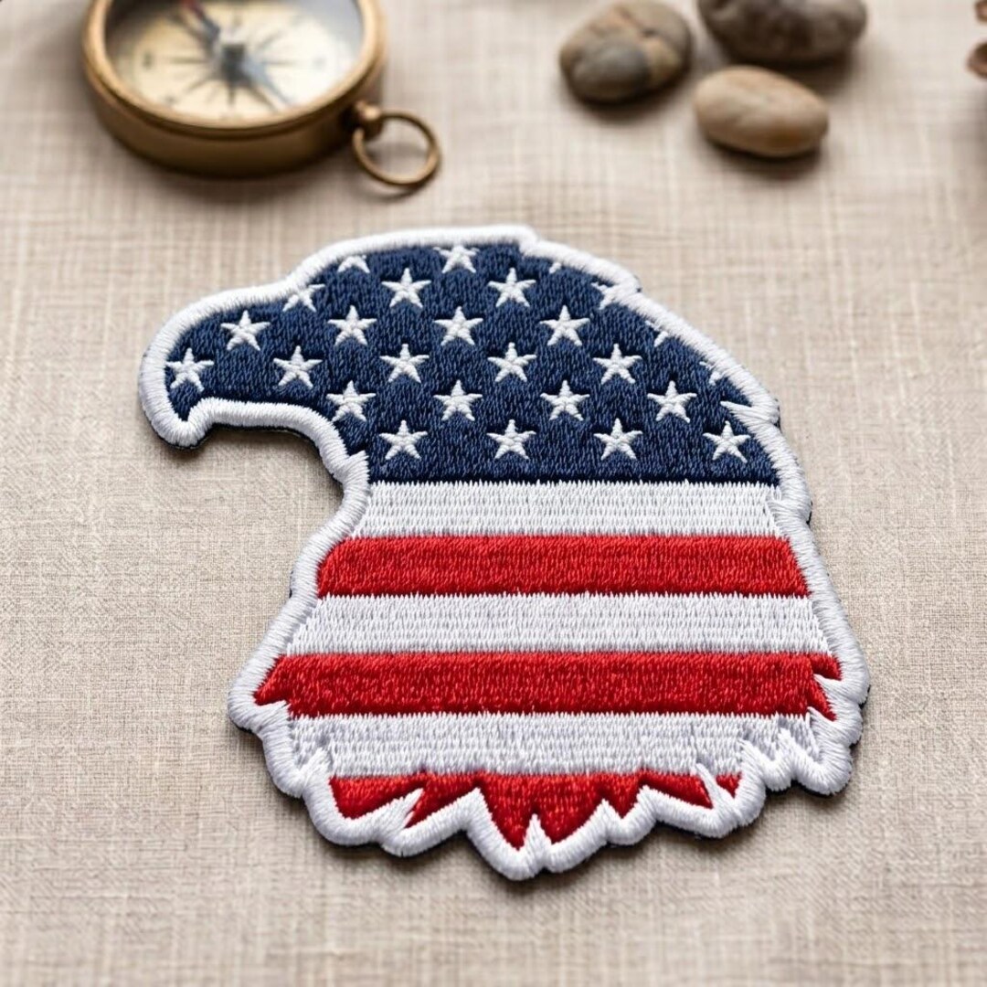 American Eagle Flag Patch, Patriotic USA Embroidered Patch, Bald Eagle ...