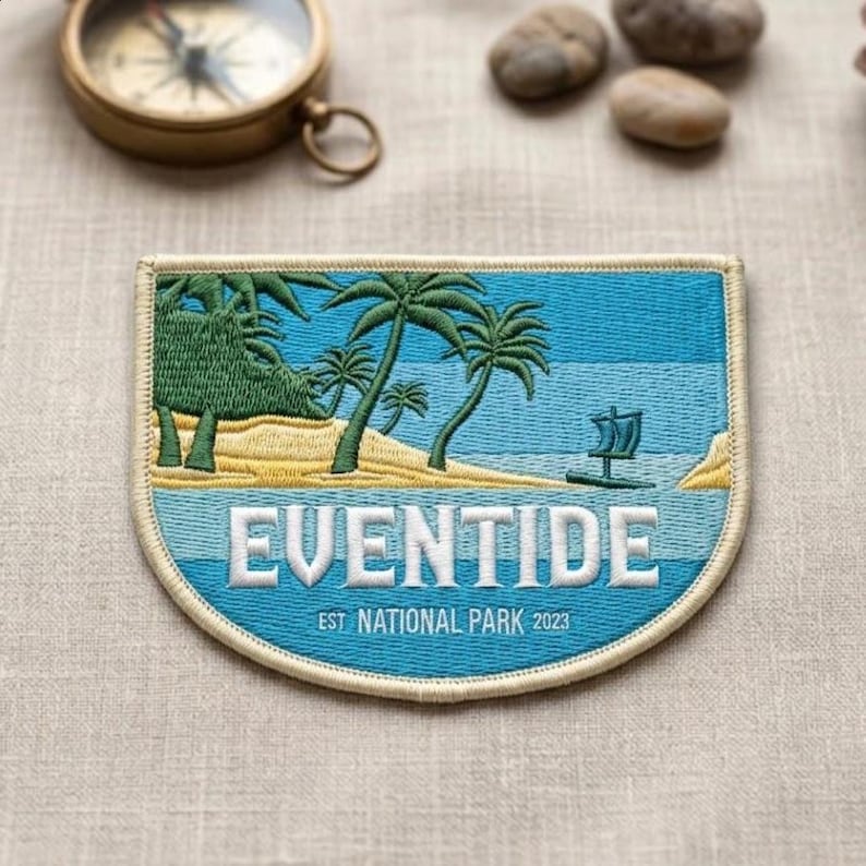 Tropical Island Patch - Embroidered Iron-on Patch for Backpack, Jacket ...