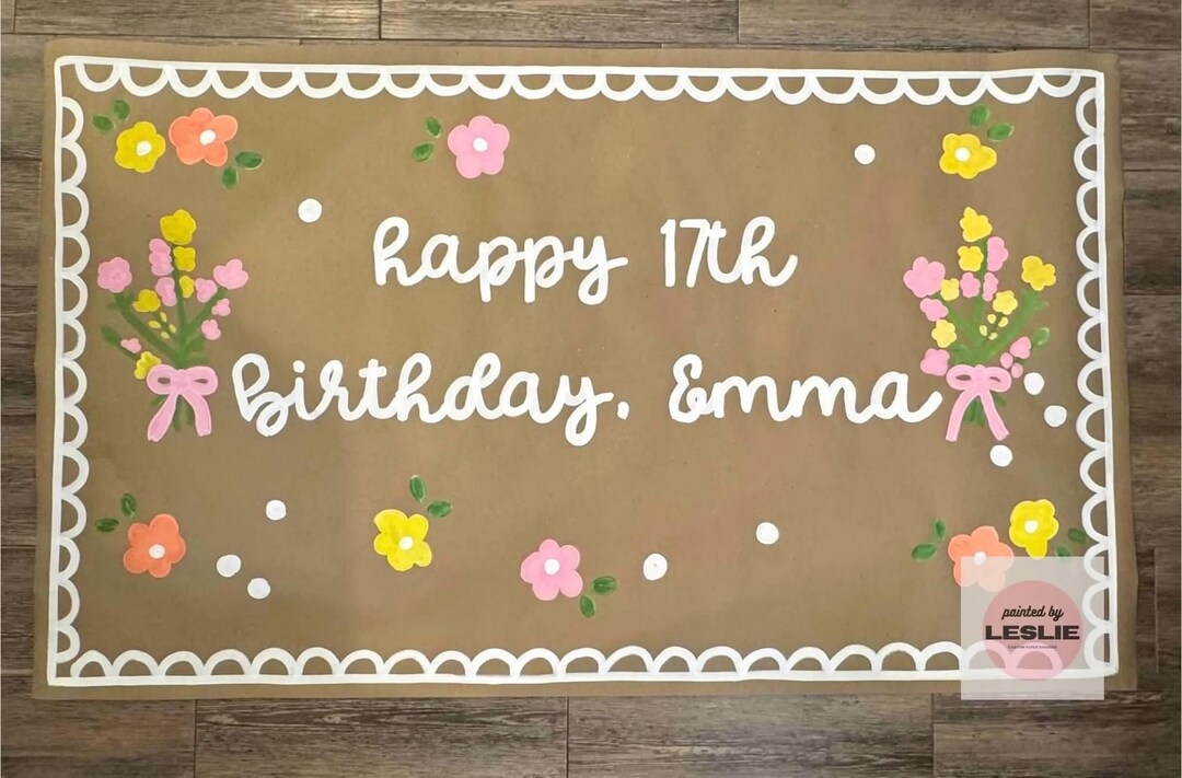Custom Hand-painted Birthday Banners! Brown Kraft Paper Party Banner ...