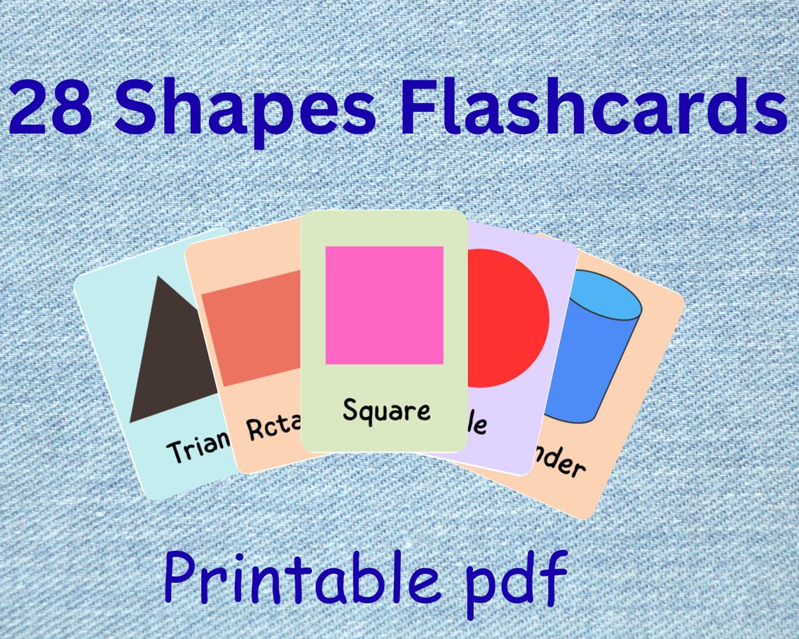 Shapes Flashcards – 28 Geometry Learning Cards, Preschool Activity (PDF ...