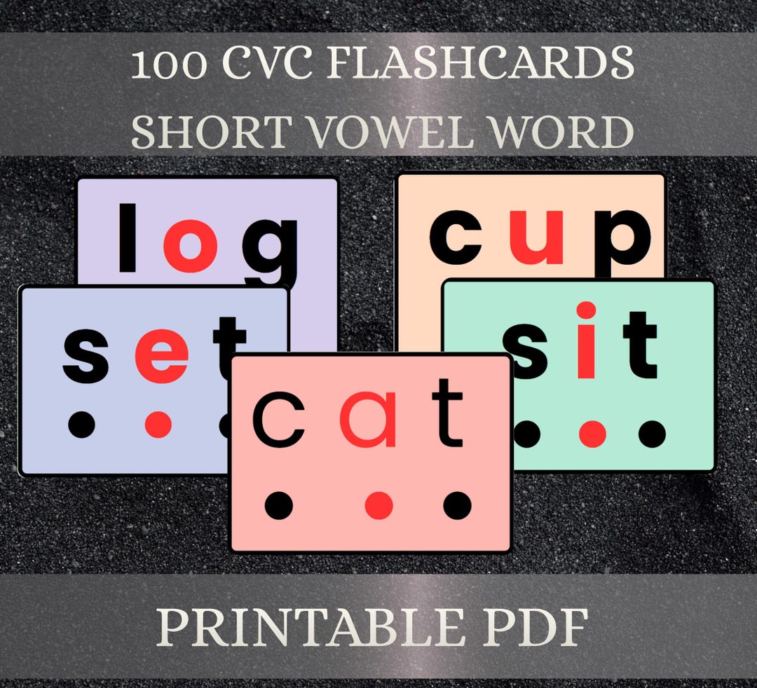 Printable 100 CVC Word Flashcards, Phonics, Preschool & Kindergarten ...