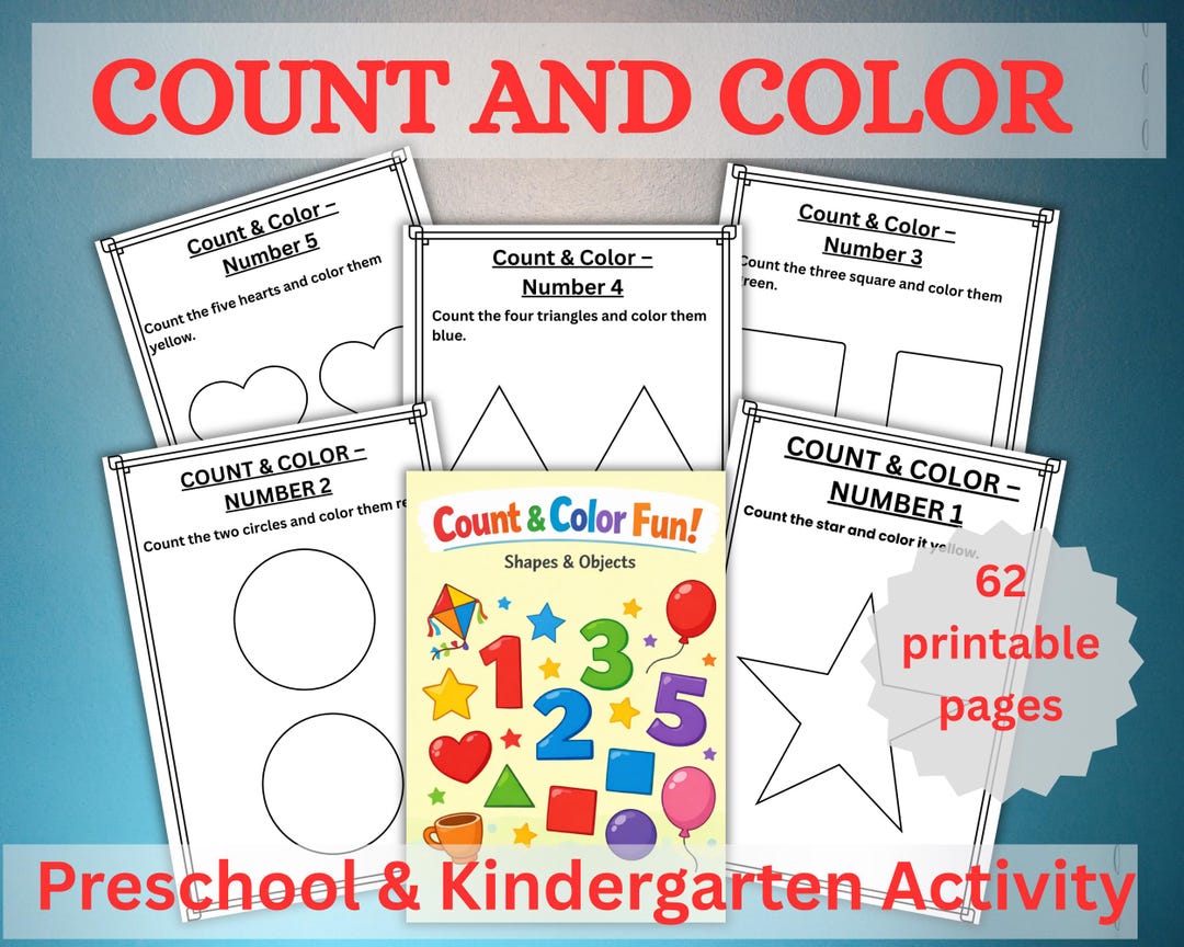 Preschool Count and Color Numbers Printable Workbook | Math Counting ...