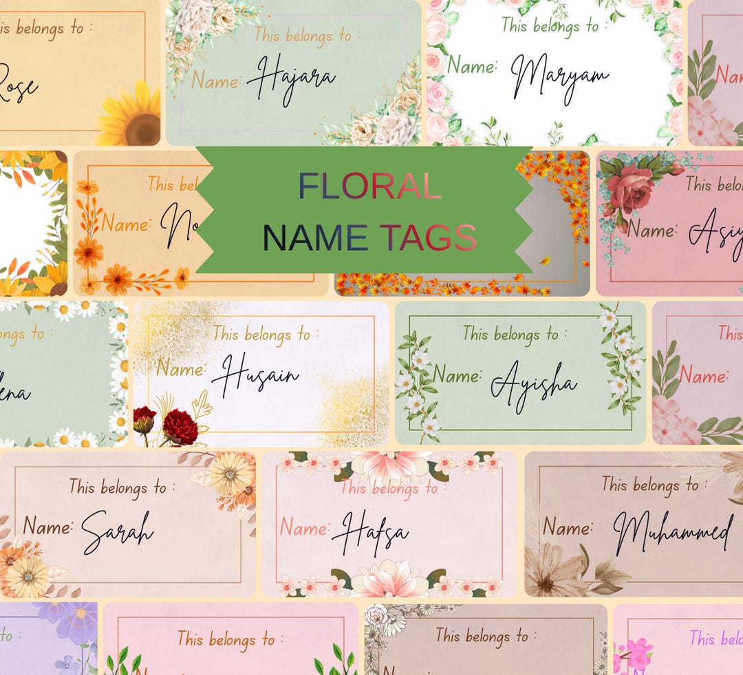 Printable Floral Name Tags | Book Labels, Classroom Organization ...