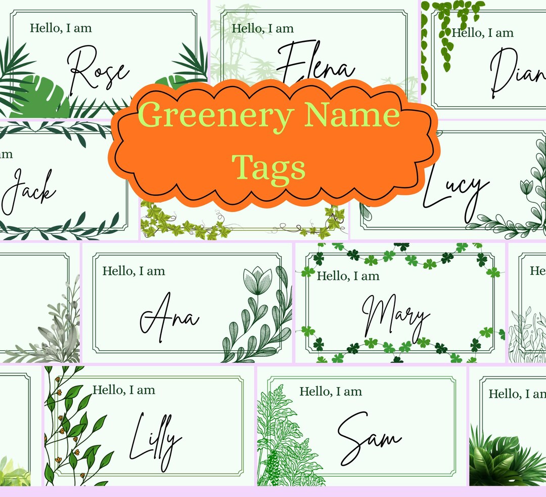 Printable Greenery Name Tags, Editable Botanical Classroom Desk Labels ...