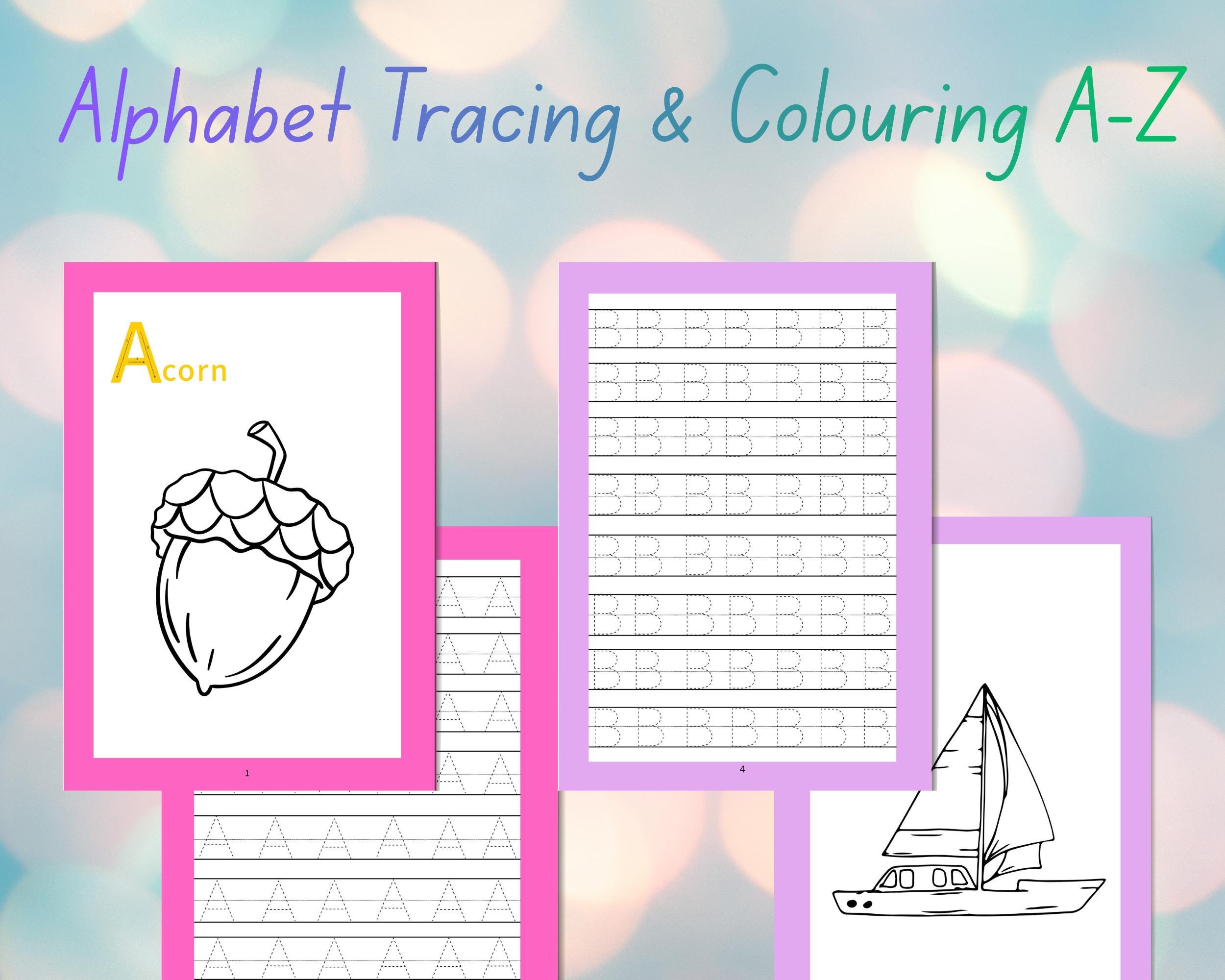 Alphabet Coloring Tracing Book, ABC Learning Workbook (PDF Download) - Etsy