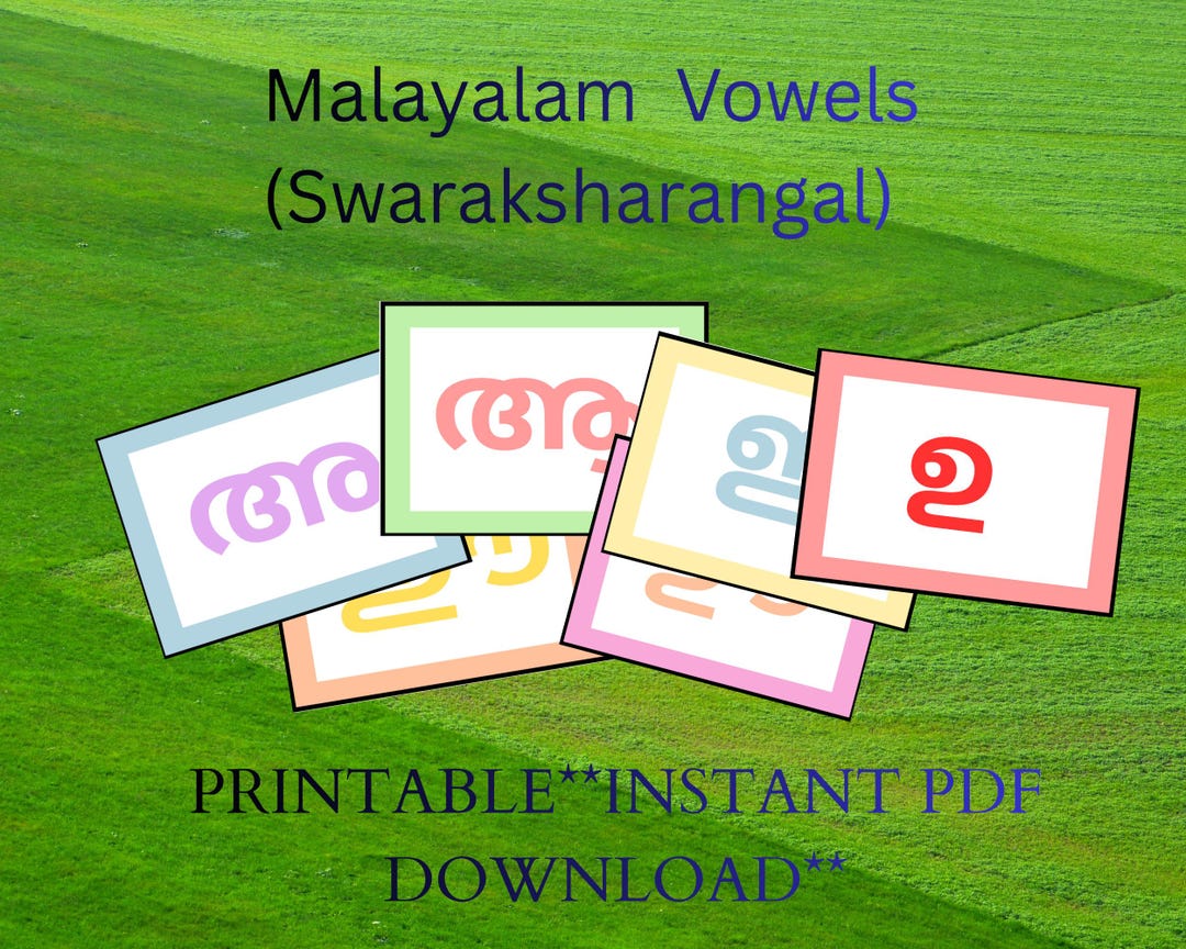 Malayalam Letters Flashcards Printable PDF | Early Learning ABC Cards ...