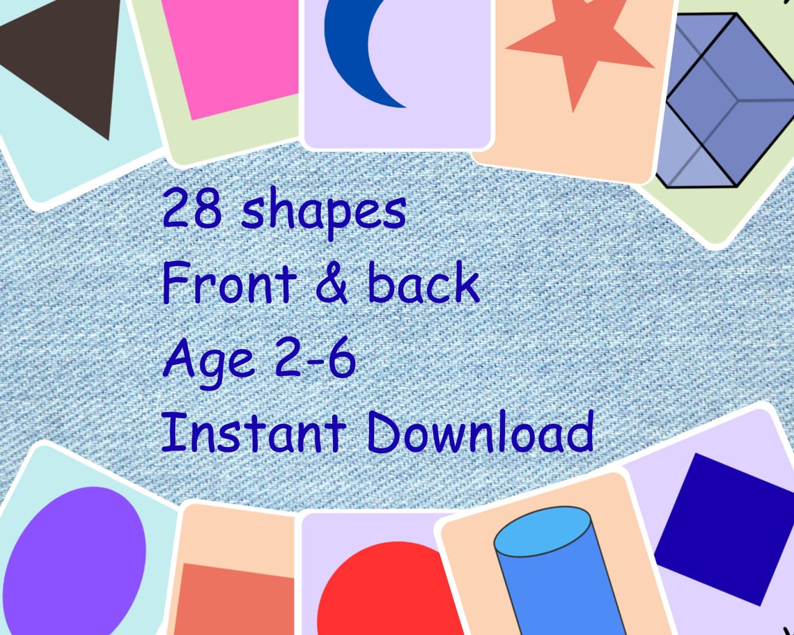 Shapes Flashcards – 28 Geometry Learning Cards, Preschool Activity (PDF ...