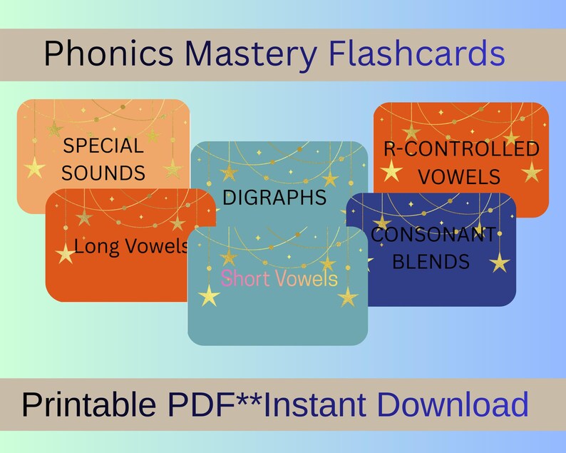 Phonics Flashcards Printable | Short and Long Vowels , Blends Digraphs ...