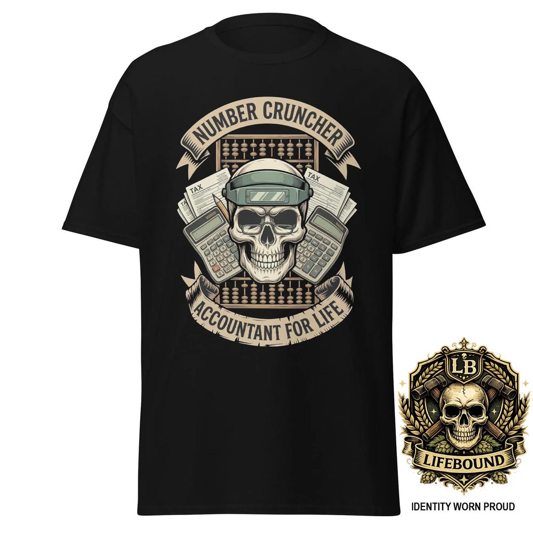 Accountant for Life T-shirt – Skull Crest Graphic Tee – Gift for ...