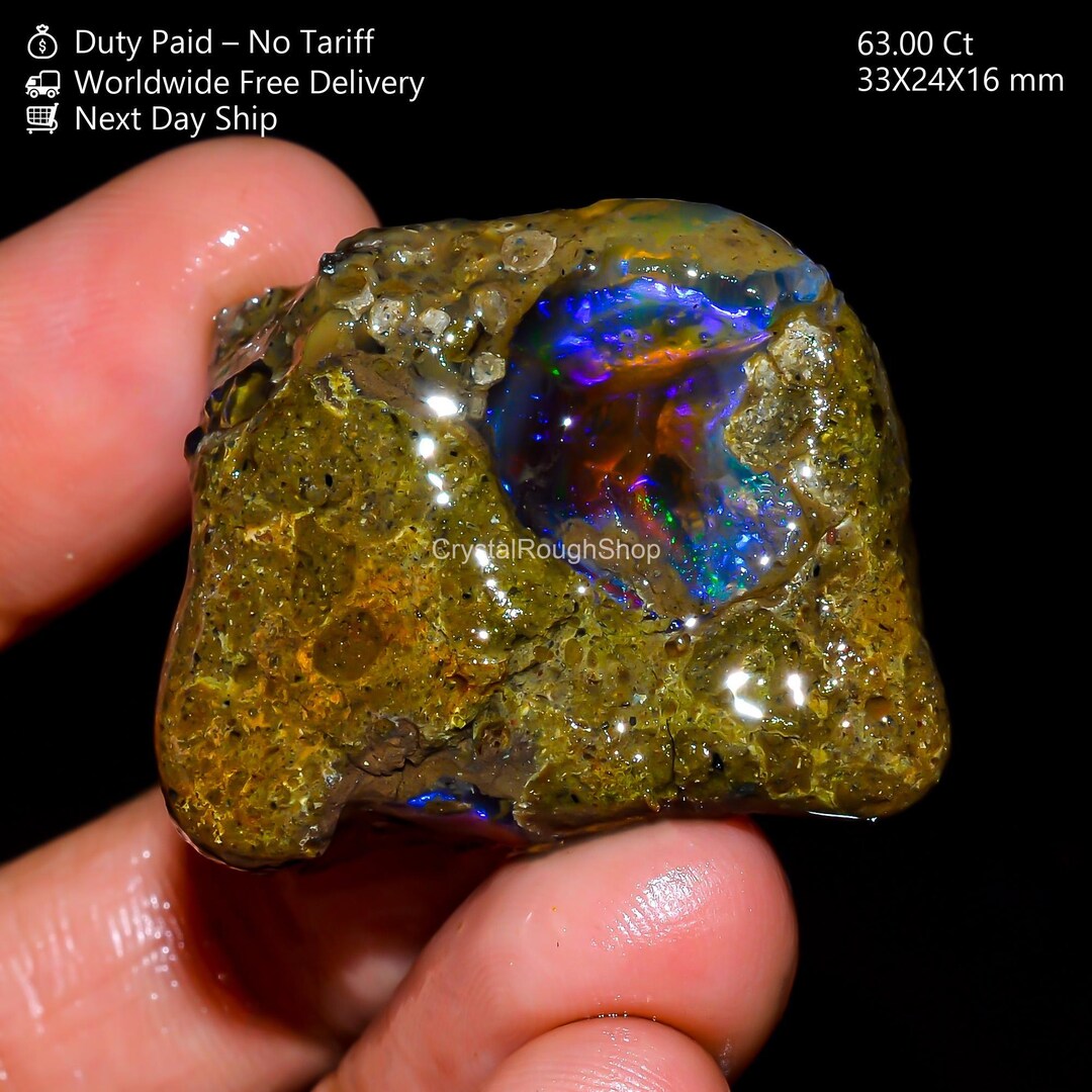 Raw Ethiopian Multi Fire Oil Opal Fancy Shape Rough Natural Multicolor ...