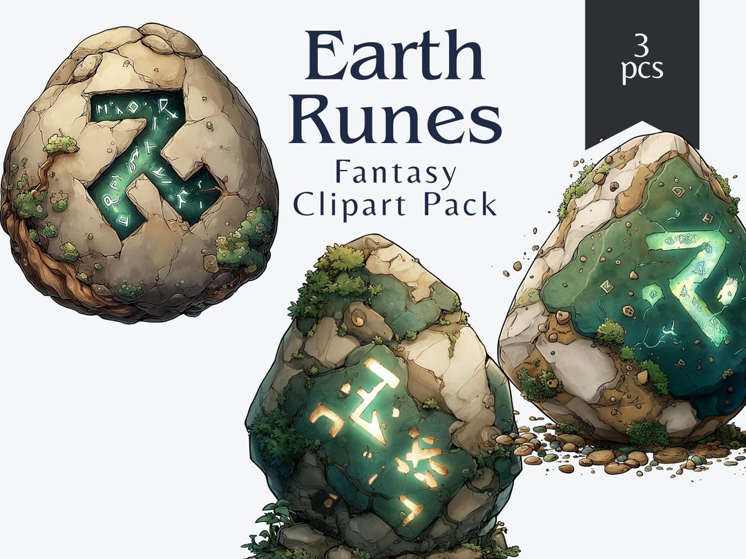 Earth Runes – Fantasy Clipart Pack | Nature Magic Symbols PNG (3 Pieces ...