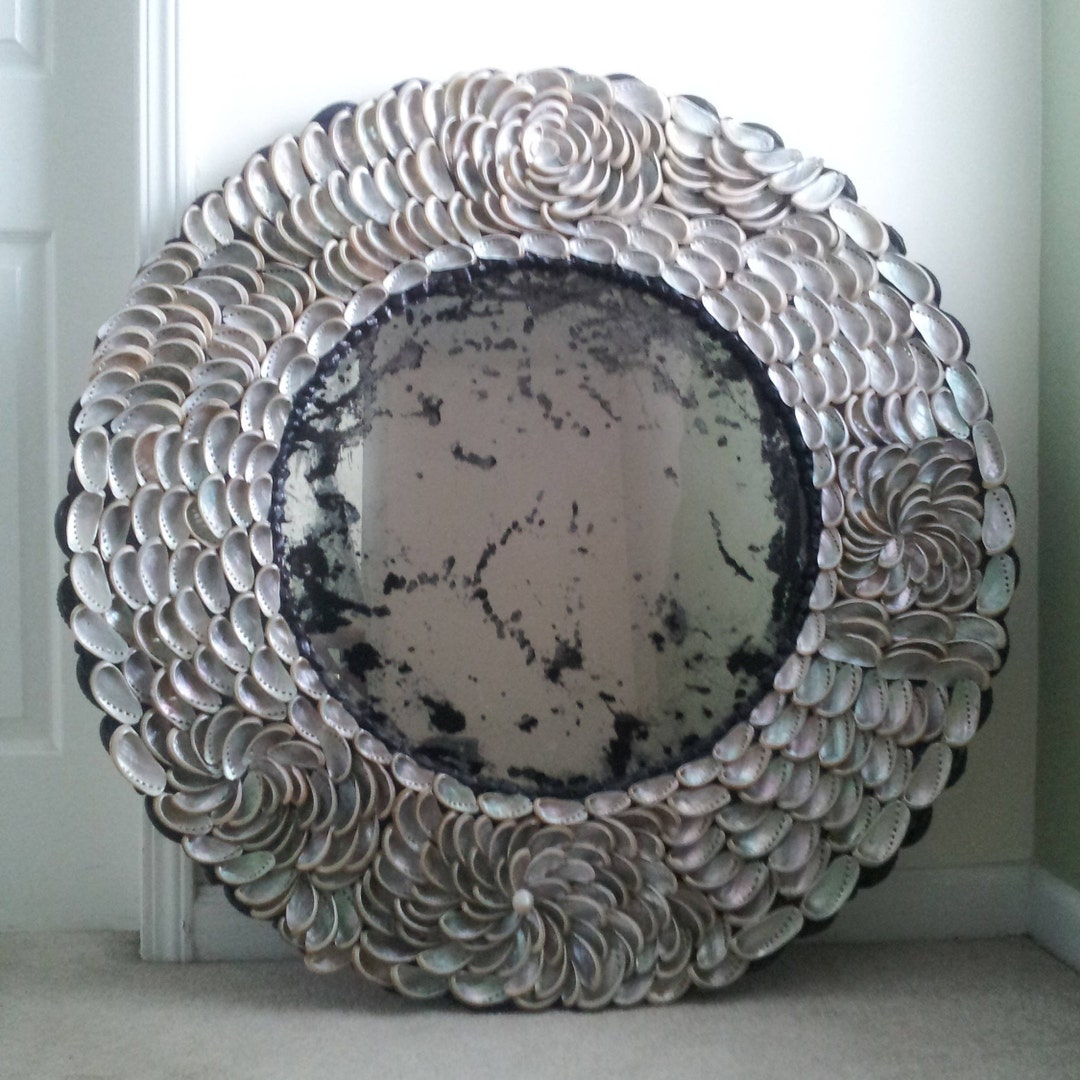 CONTEMPORARY Abalone Sea Shell Frame With an Antique Glass Mirror - Etsy