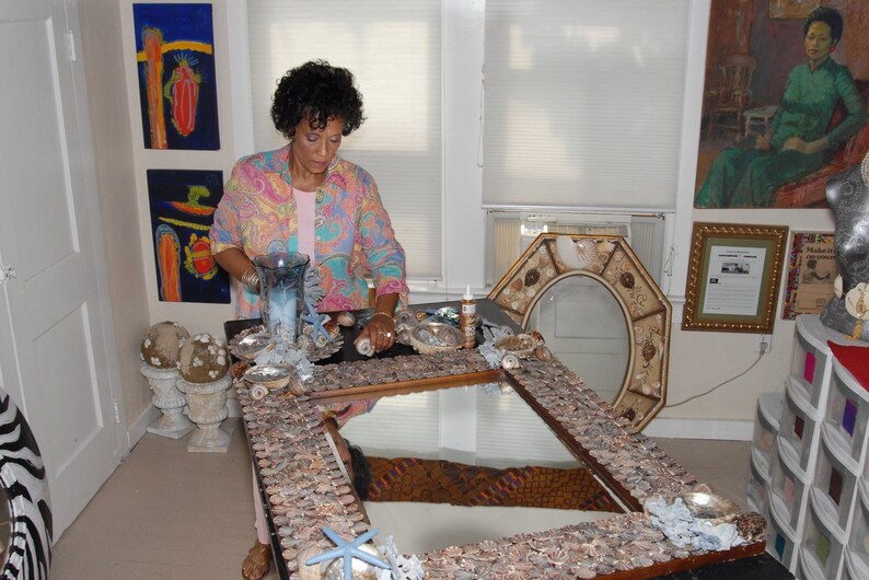 Blue Coral Brown Cowries Fan Clams Sea Shell Square Mirror - Etsy UK