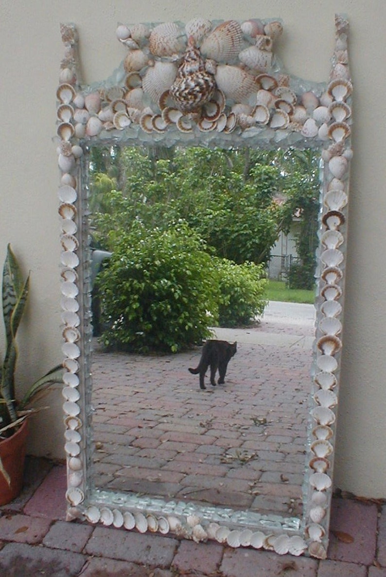 Beachcomber Sea Shell Mirror With Turquoise Sea Glass - Etsy