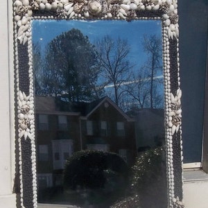 Natural Sea Shell Mirror With Black & White Shells - Etsy
