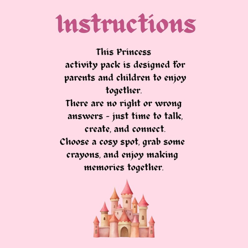 Parent & Child Princess Activity Pack | Family Bonding Activities ...