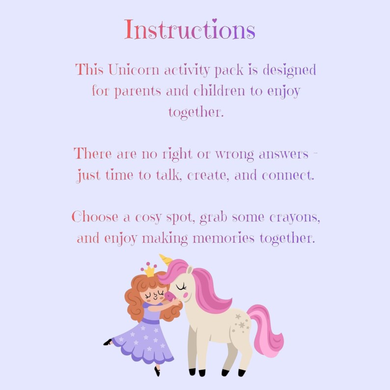Parent & Child Unicorn Activity Pack | Family Bonding Activities ...