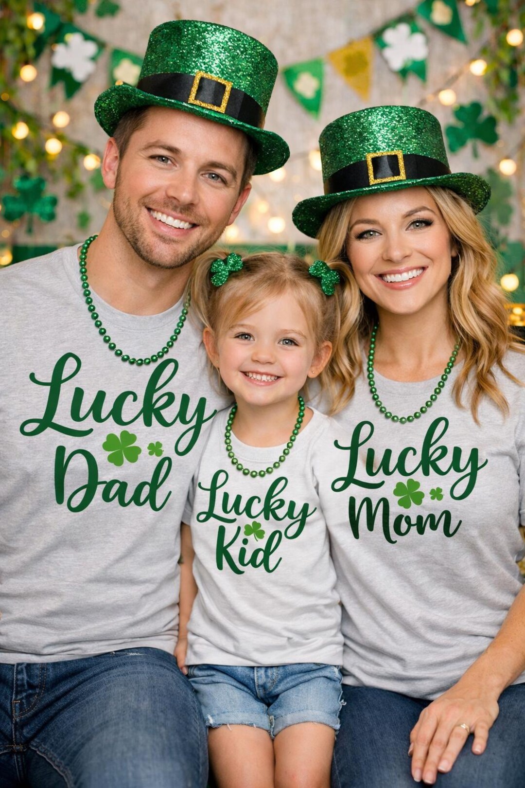 Lucky Mom Dad Kid Family Matching St Patricks Day Shamrock Shirts - Etsy