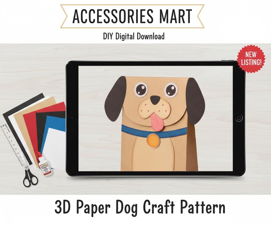 3D Paper Doggie Bag SVG, Dog Party Favor Box, Puppy Gift Bag Template ...