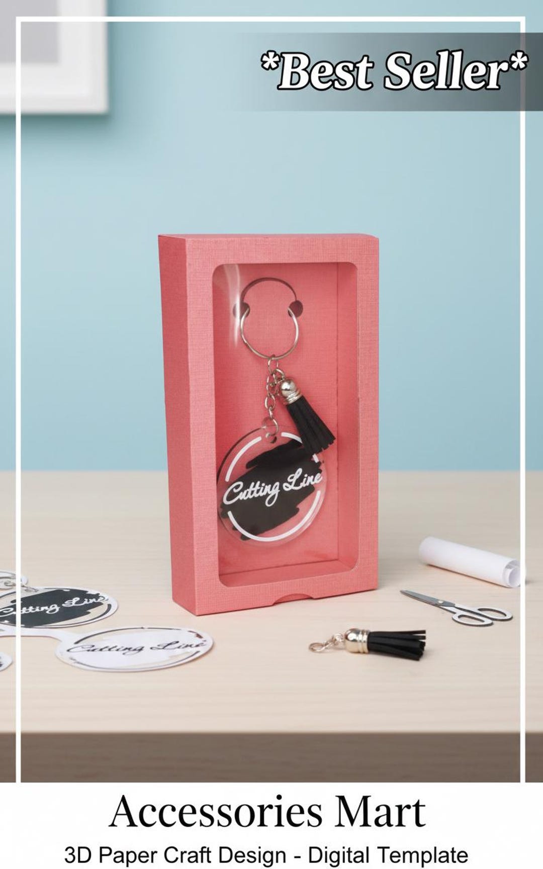 Keychain Box Template, 3D Paper Craft Gift Box SVG, Keychain Display ...