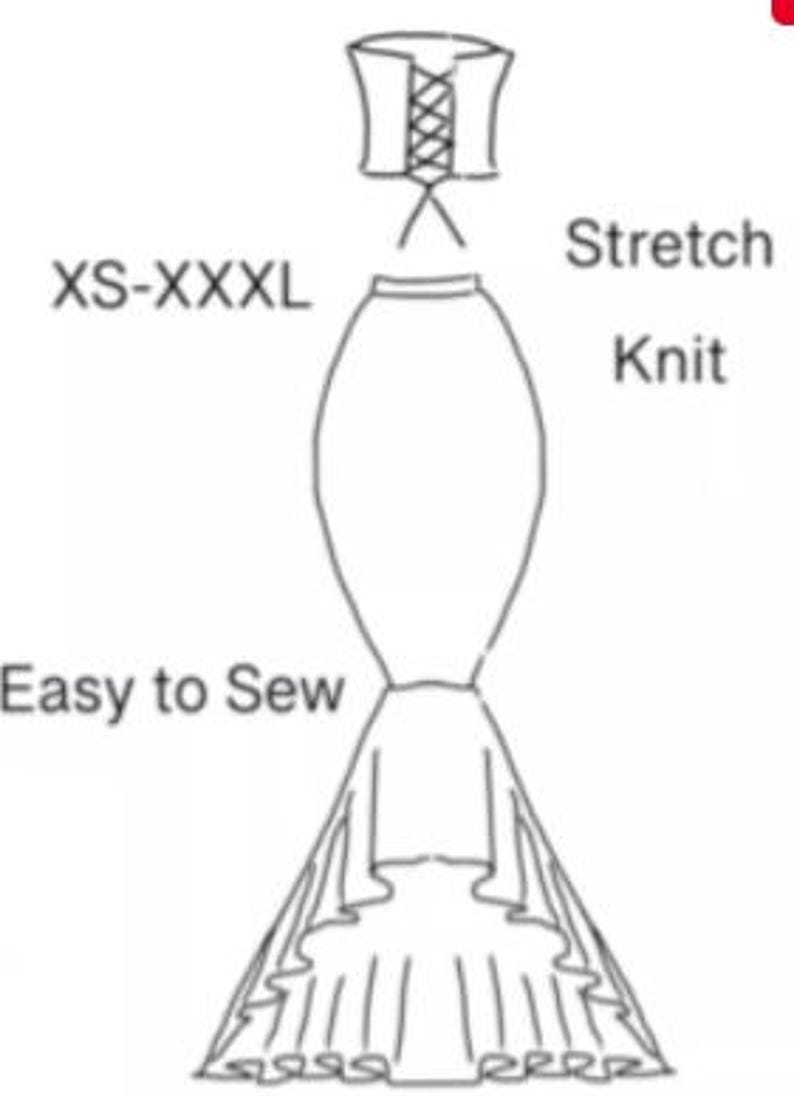 High Low Mermaid Skirt Set Sewing Pattern, Crop Top & Ruffle Skirt PDF ...