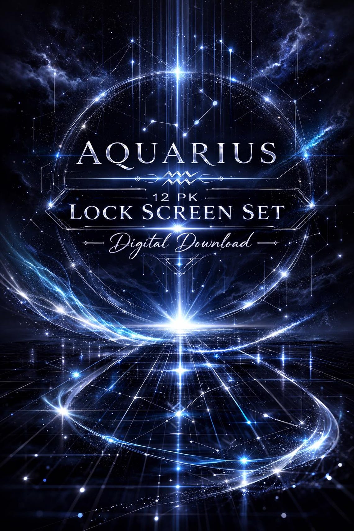 Aquarius Lock Screen Set – Futuristic Minimalist Digital Wallpapers (12 ...