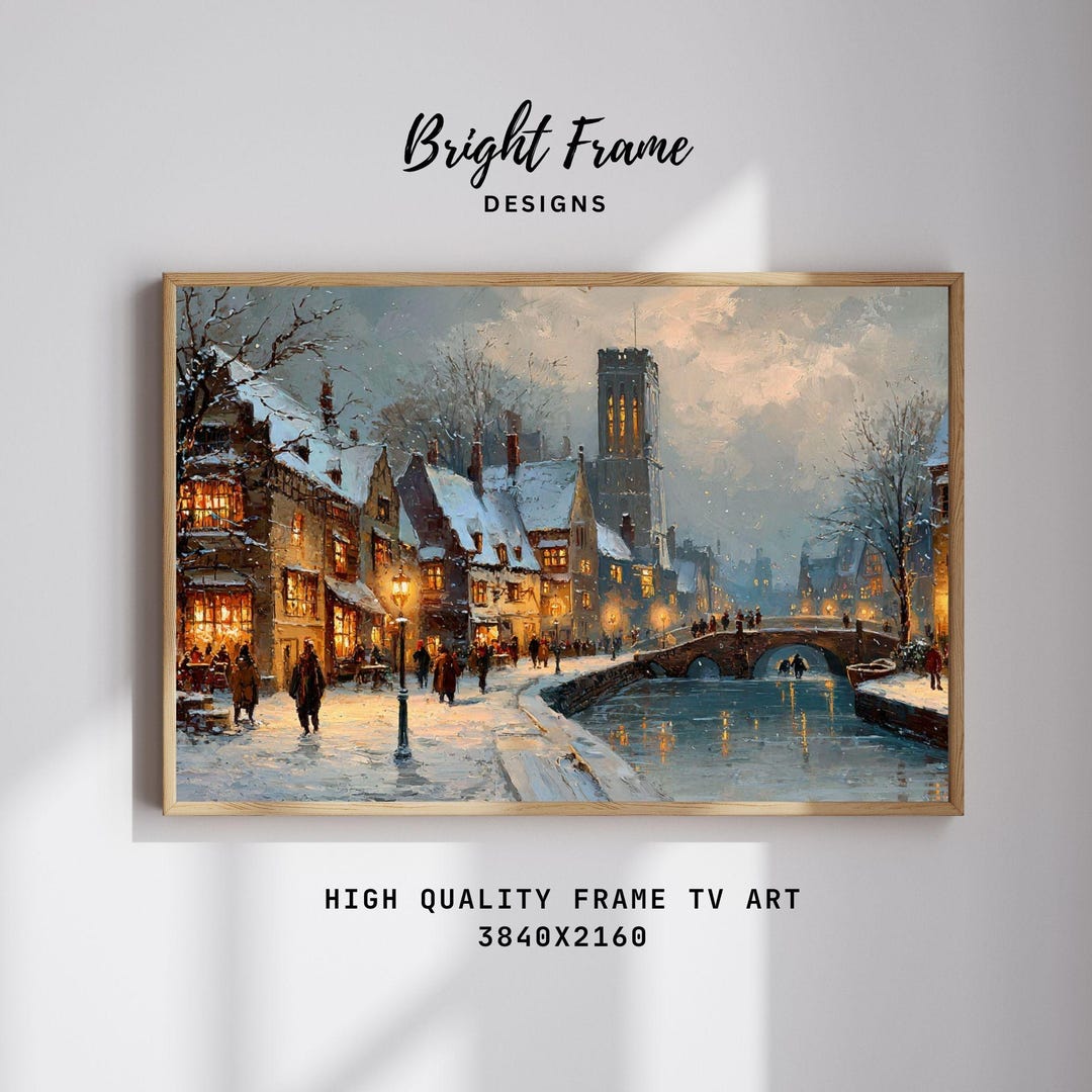 Winter Village Ice Skating Samsung Frame TV Art, Cozy Christmas ...