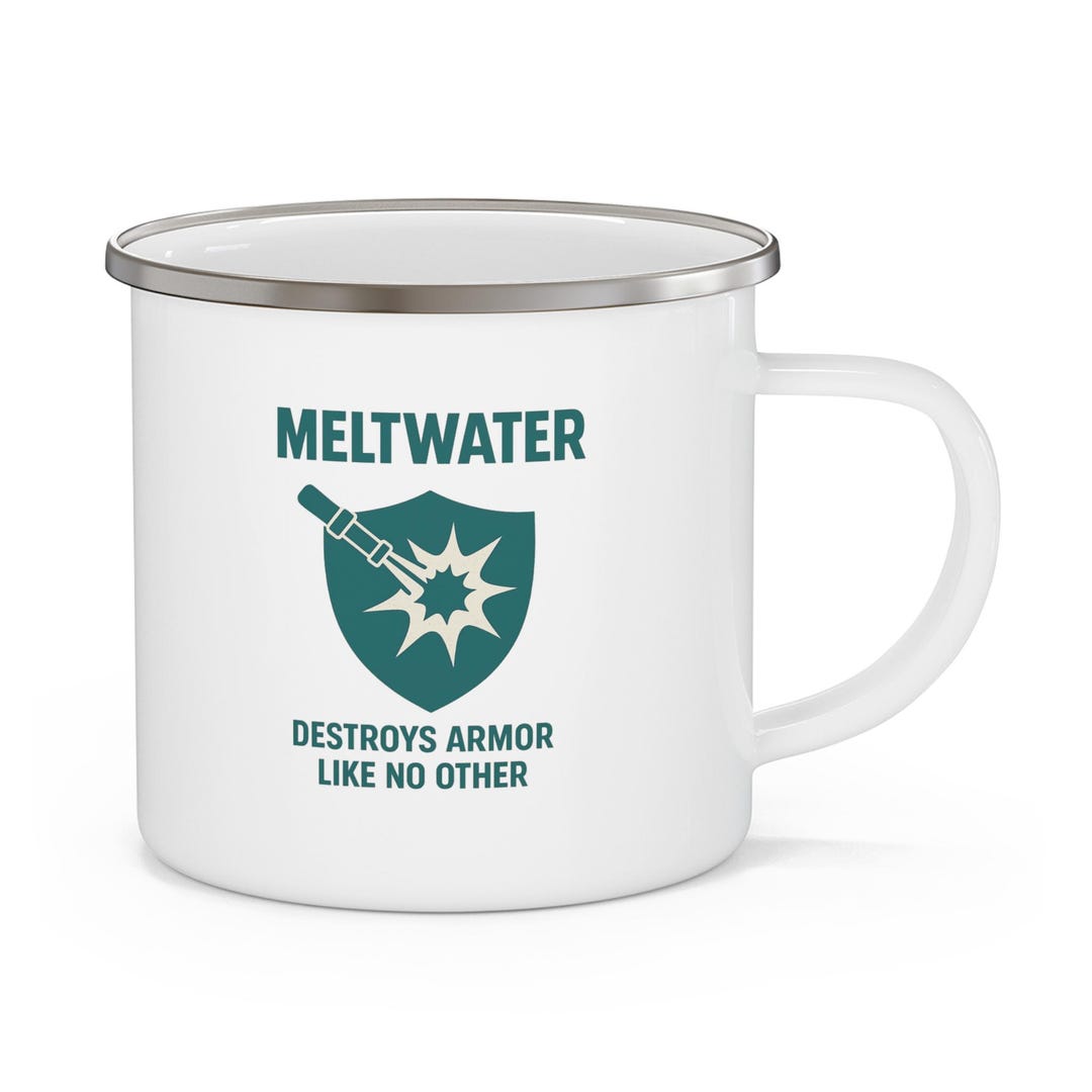 Meltwater Shield Logo Enamel Camping Mug | RPG Armor Melting Design - Etsy