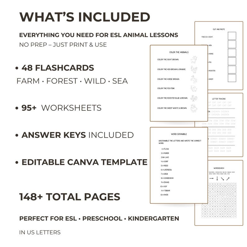 Animal Worksheets Bundle, Flashcards & Activities, Preschool, No Prep ...