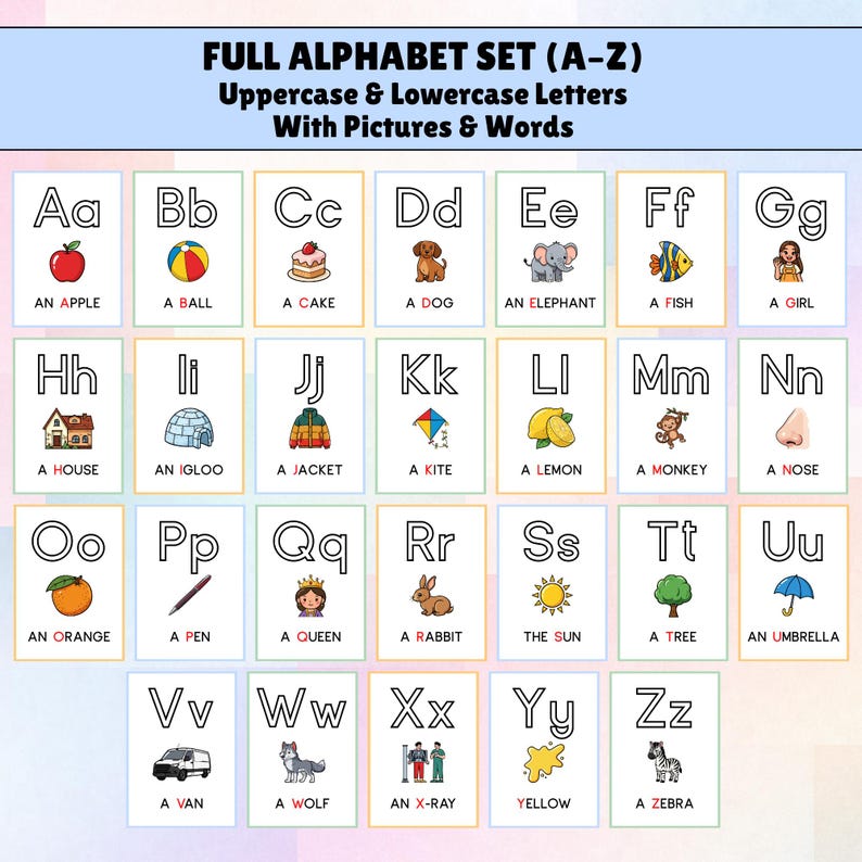 ABC Alphabet Flashcards and Memory Game, Preschool ESL Learning (PDF ...