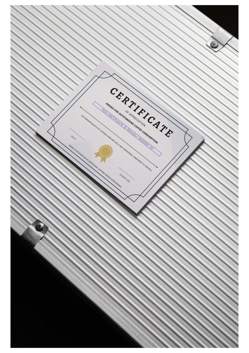 Funny Coffee Certificate Printable | Outstanding Coffee Consumption ...