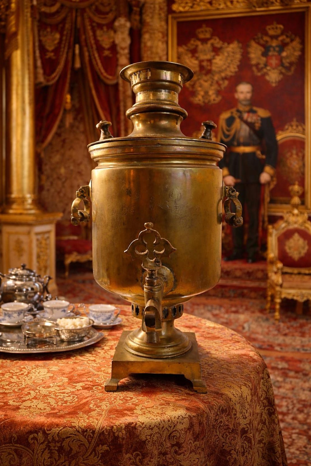Antique Russian Brass Samovar – Renowned Batashov Tula Maker – First ...