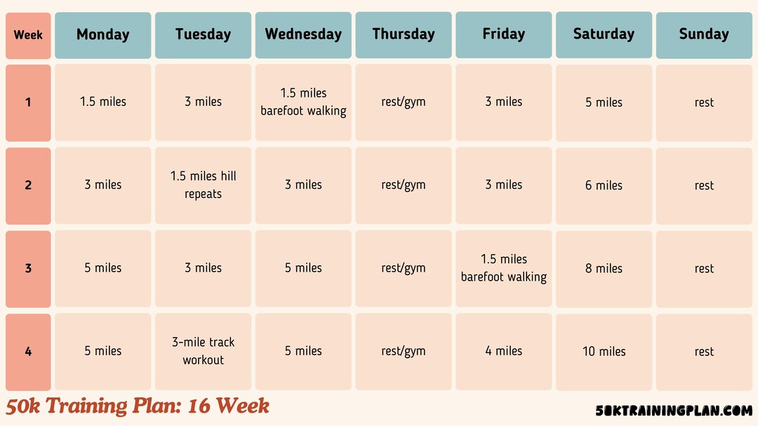 Beginner 50K Ultramarathon Training Plan | PDF Schedule | Digital ...