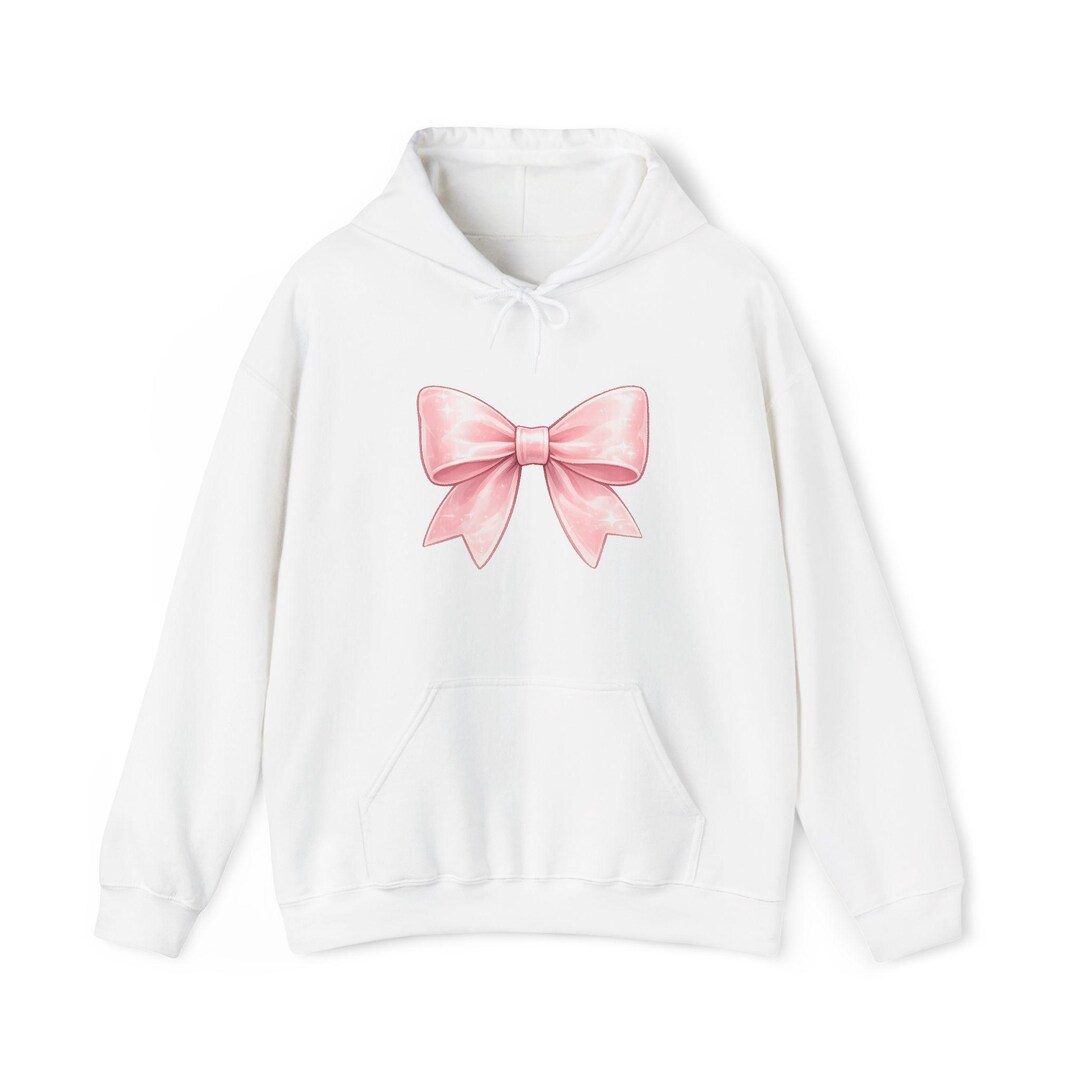 Pink Ribbon Bow Hoodie | Cute Bow Pattern Pullover - Etsy