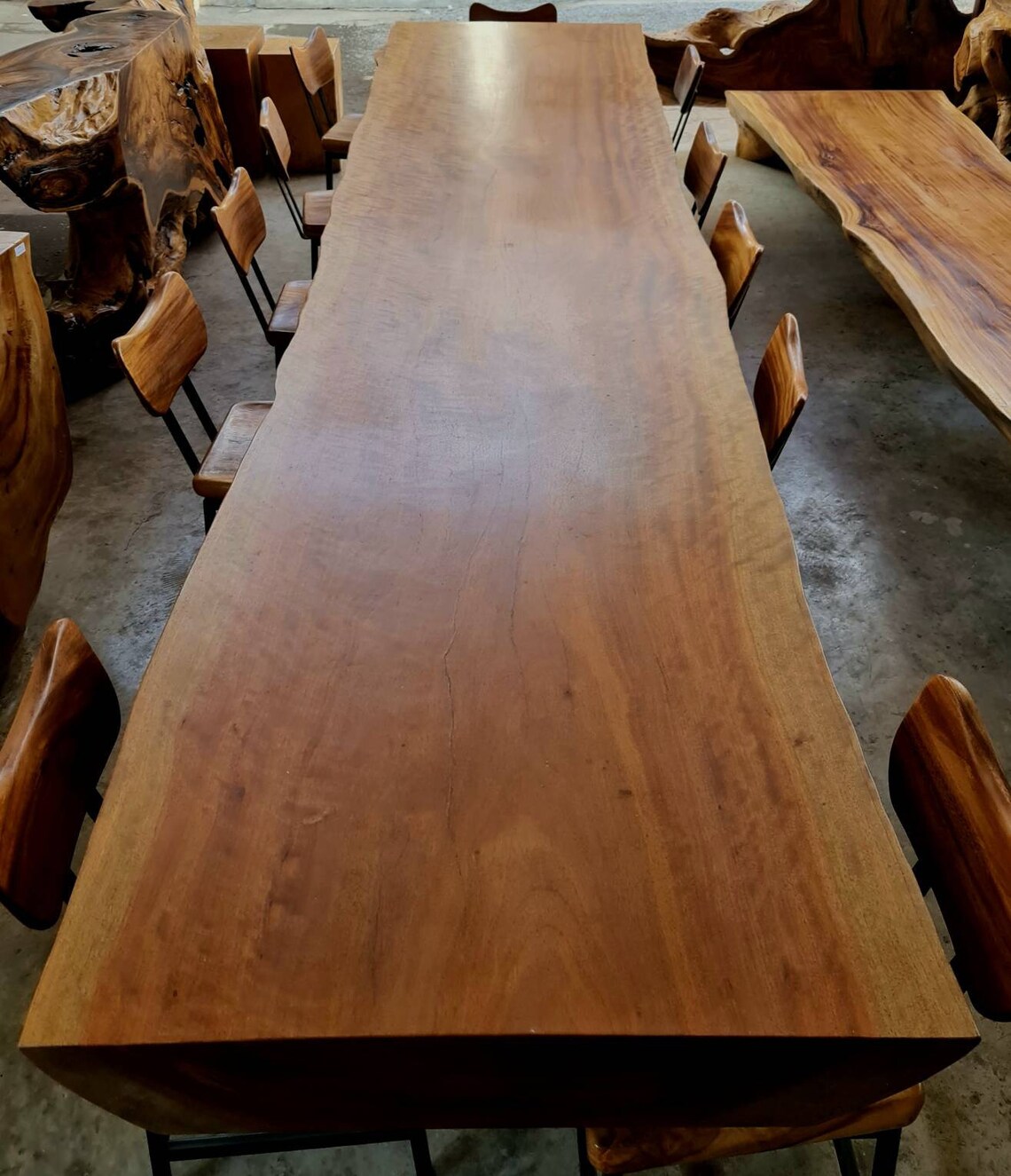 Rare 15ft Large Live Edge Shape Dining Table or Conference Table Single ...