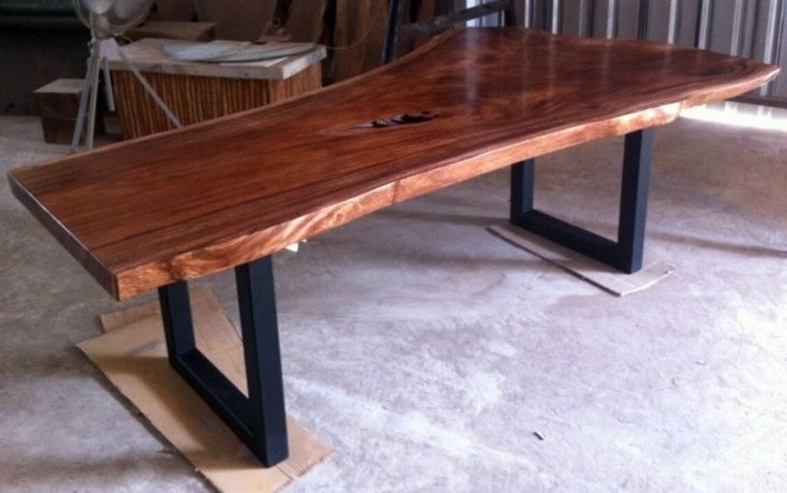 Live Edge Dining Table Reclaimed Golden Acacia Wood Single Etsy