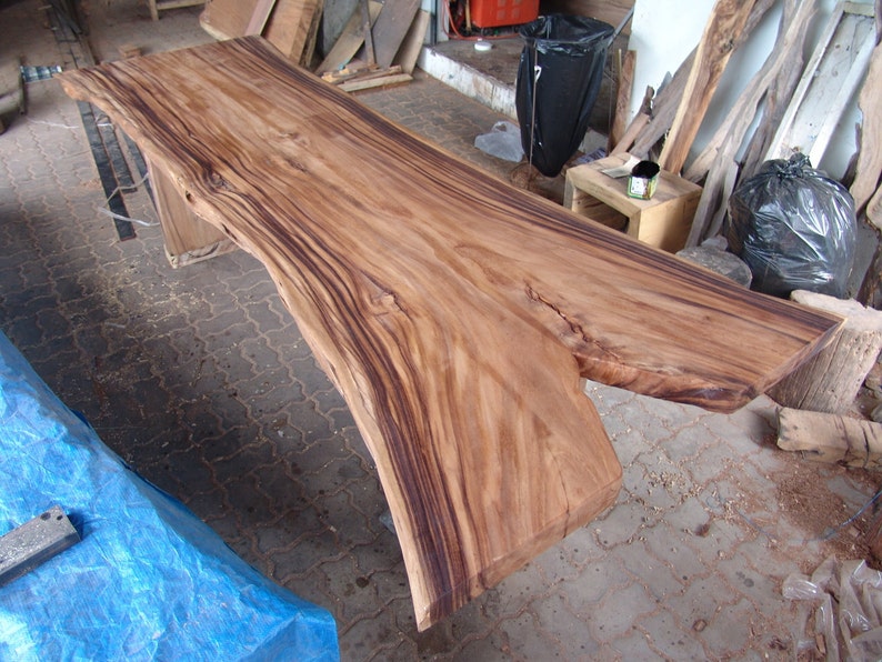 Live Edge Dining Table Reclaimed Golden Acacia Wood Single Slab 10