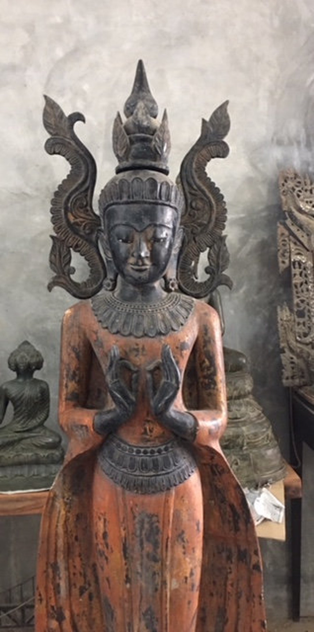 Extremely Rare Antique Large Shan Tai Yai Style Standing Shakyamuni ...