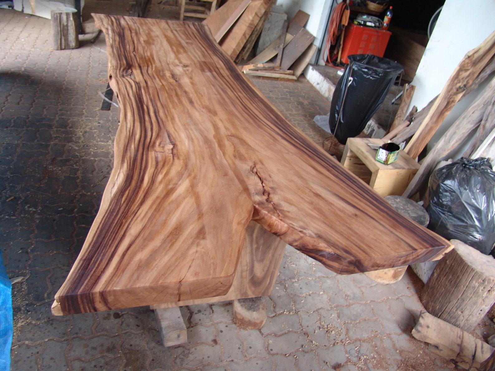 Live Edge Dining Table Reclaimed Golden Acacia Wood Single Slab 10