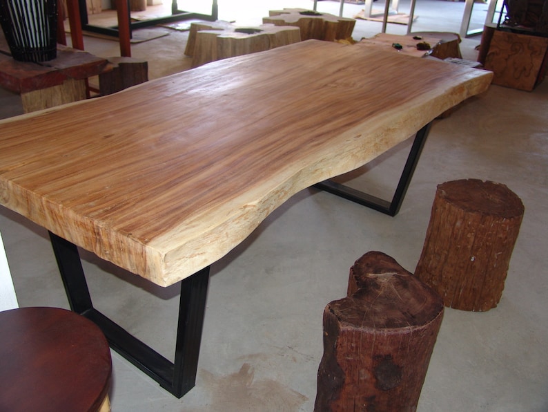 Live Edge Golden Acacia Wood Live Edge Reclaimed Single Slab Table 6 5