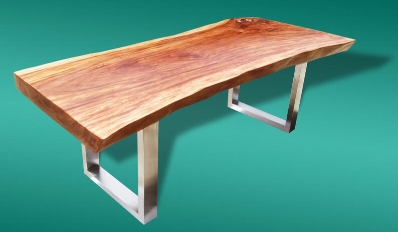 Live Edge Dining Table Reclaimed Golden Acacia Wood Single Etsy